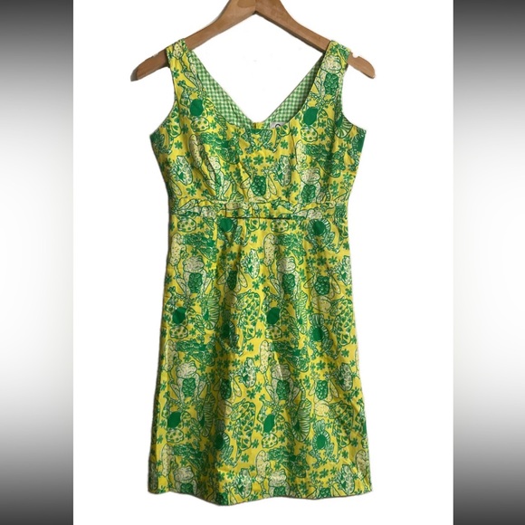 Lilly Pulitzer | Dresses | Lilly Pulitzer Green Yellow Frog Print Sun ...